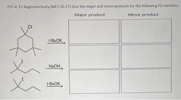 Solved PS7-4. E2 Regioselectivity (ML7-16-17) Give the major | Chegg.com