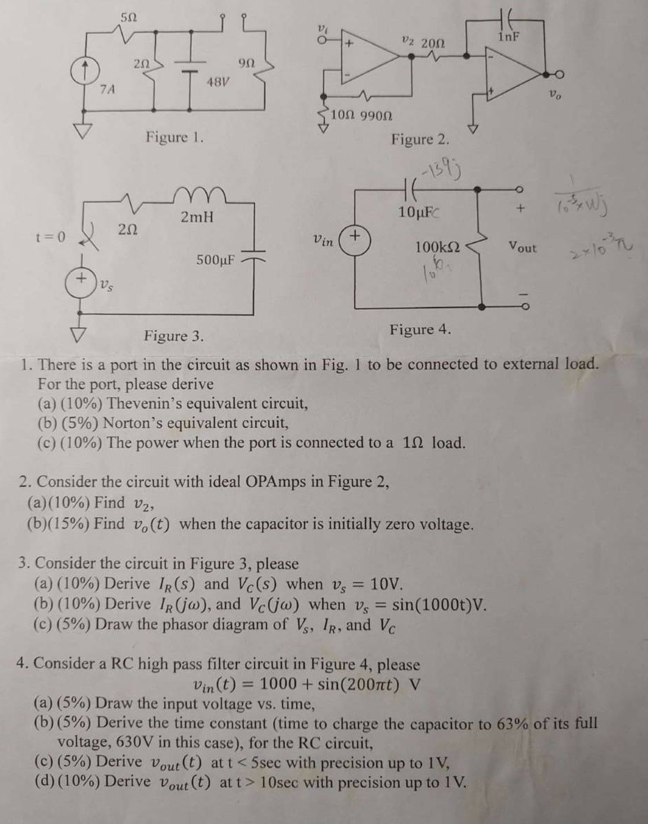 Consider a RC high pass filter circuit in Figure 4, | Chegg.com