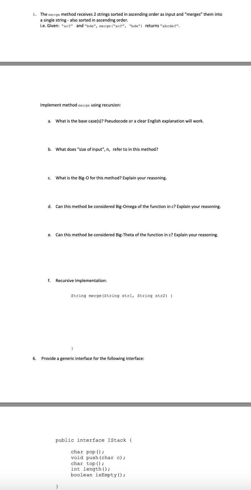 Solved The merge method receives 2 ﻿strings sorted in | Chegg.com