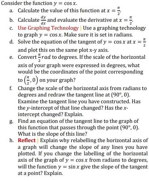 Solved onsider the function y=cosx a. Calculate the value of | Chegg.com
