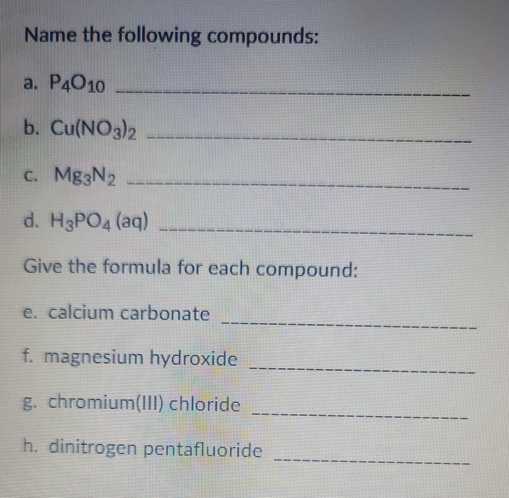 Name the following compounds: a. P40 10 b. Cu(NO3)2 | Chegg.com