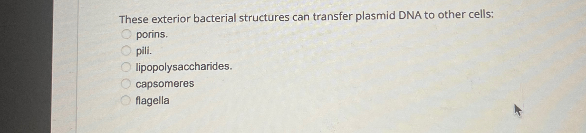 Solved These exterior bacterial structures can transfer | Chegg.com