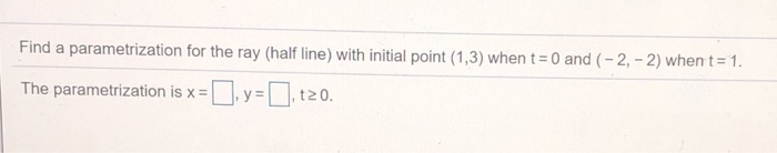 Solved Find a parametrization for the ray (half line) with | Chegg.com