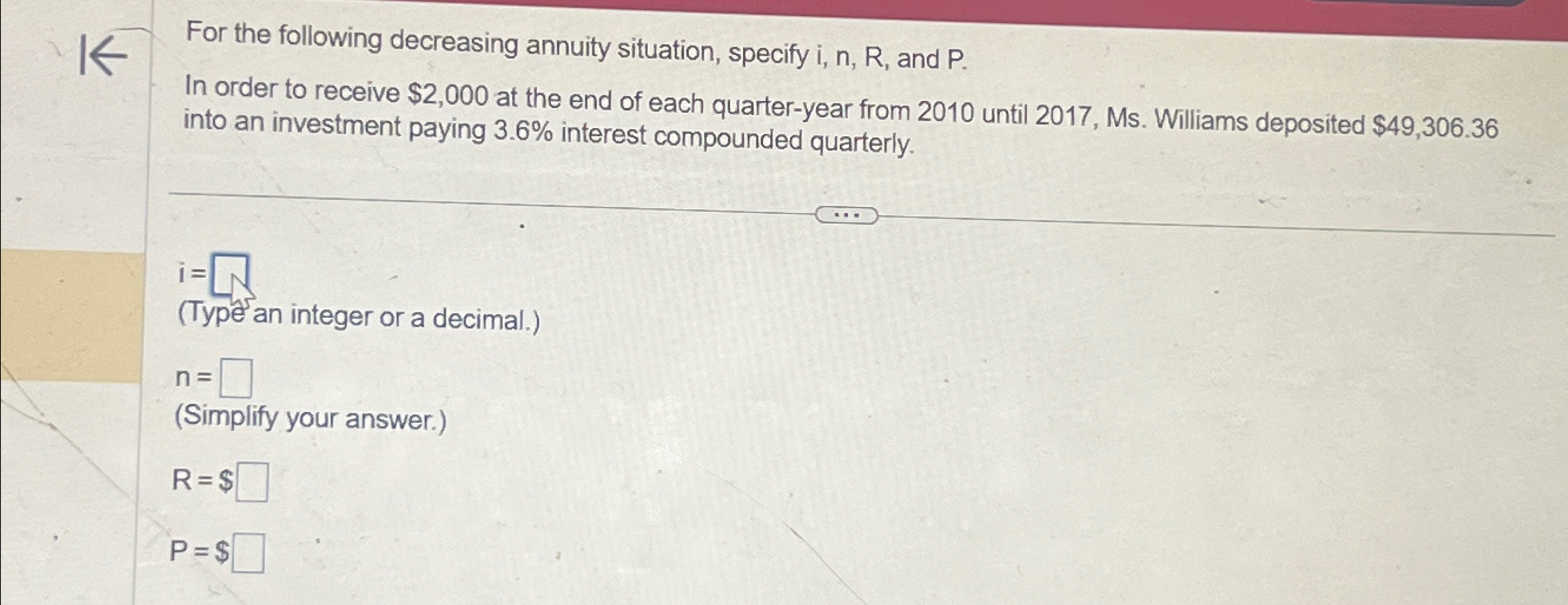 Solved For the following decreasing annuity situation, | Chegg.com