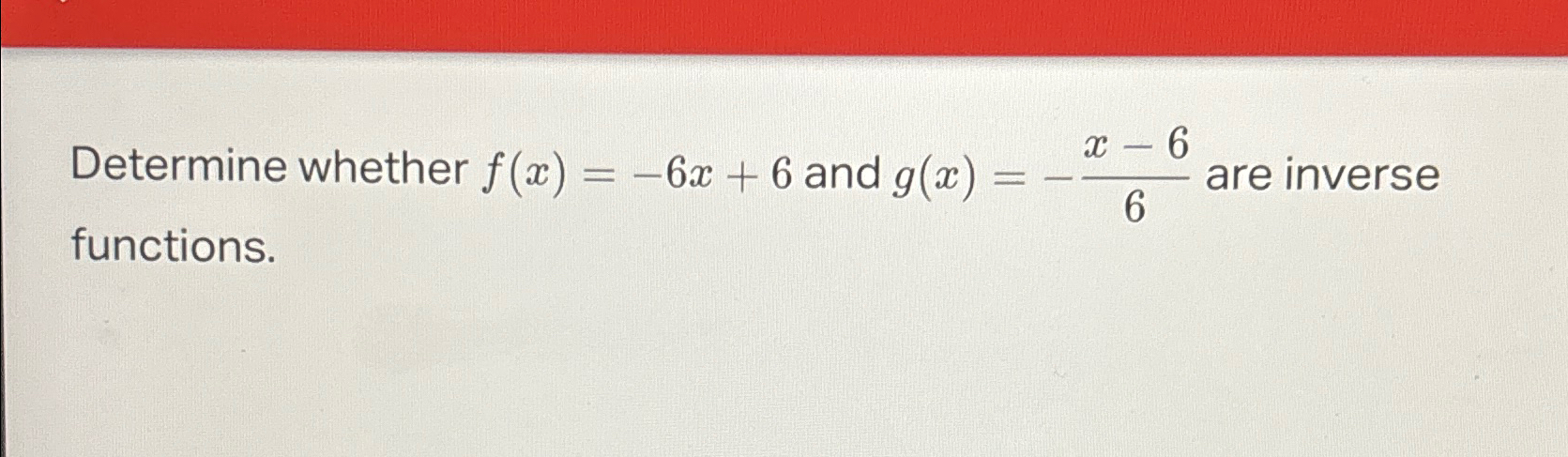Solved for the functions f(x)=-6x+6 ﻿and g(x)=-x-66 ﻿find | Chegg.com