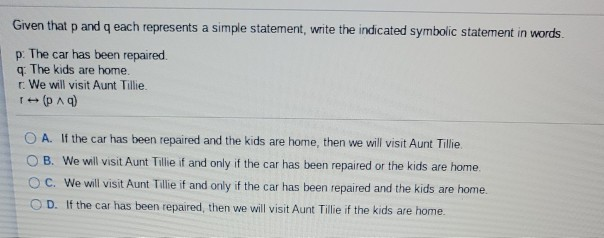 Solved Given that p and q each represents a simple | Chegg.com