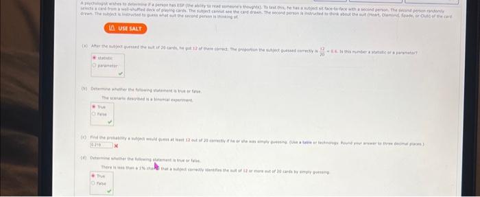 Solved Find the probability a subject would guess at least | Chegg.com