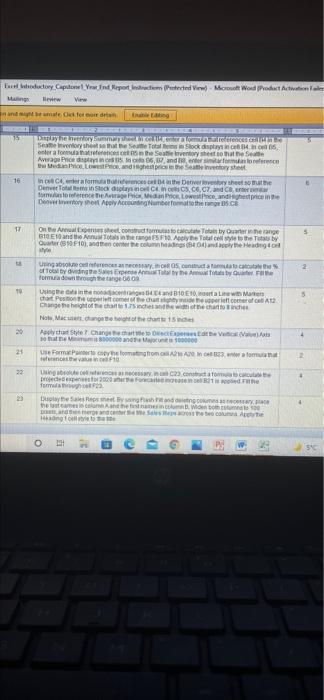 Excel_Introductory Capstone1 Year_End Report | Chegg.com