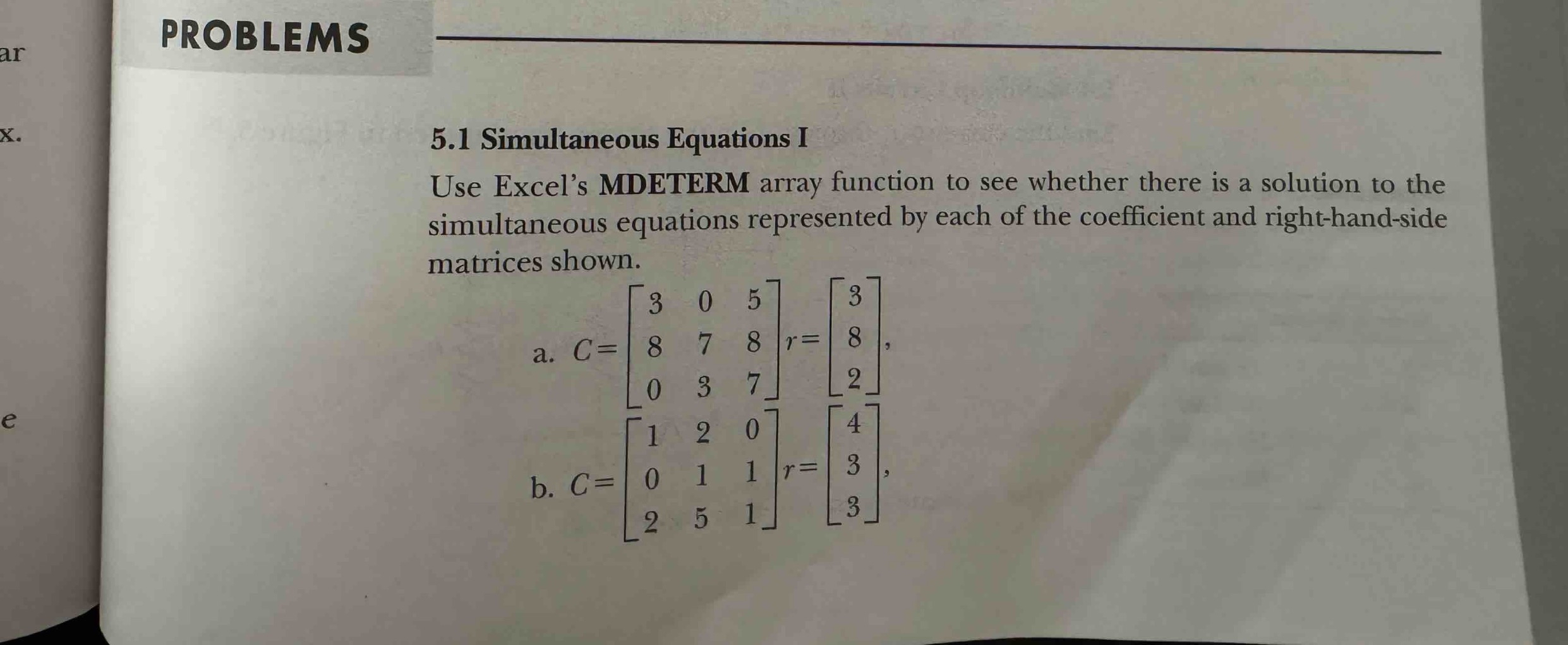 Solved PROBLEMS5.1 ﻿Simultaneous Equations IUse Excel's | Chegg.com