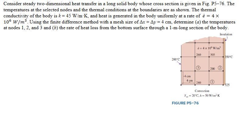 Consider steady two-dimensional heat transfer in ﻿a | Chegg.com