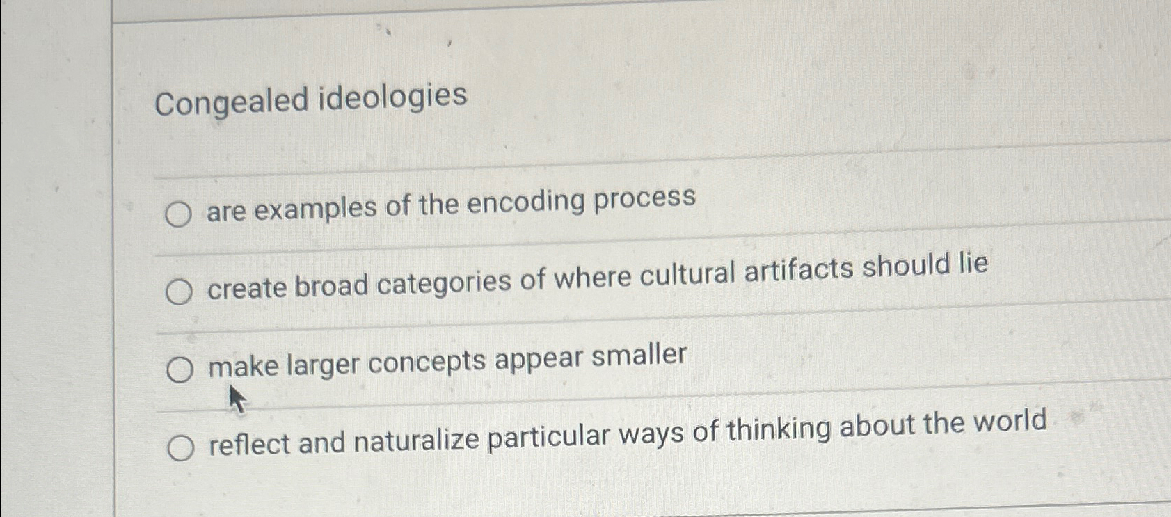Solved Congealed ideologiesare examples of the encoding | Chegg.com