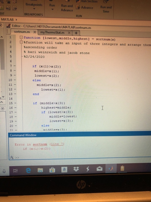 Solved Breakpoints Kun Section Advance Run and Advance Run | Chegg.com