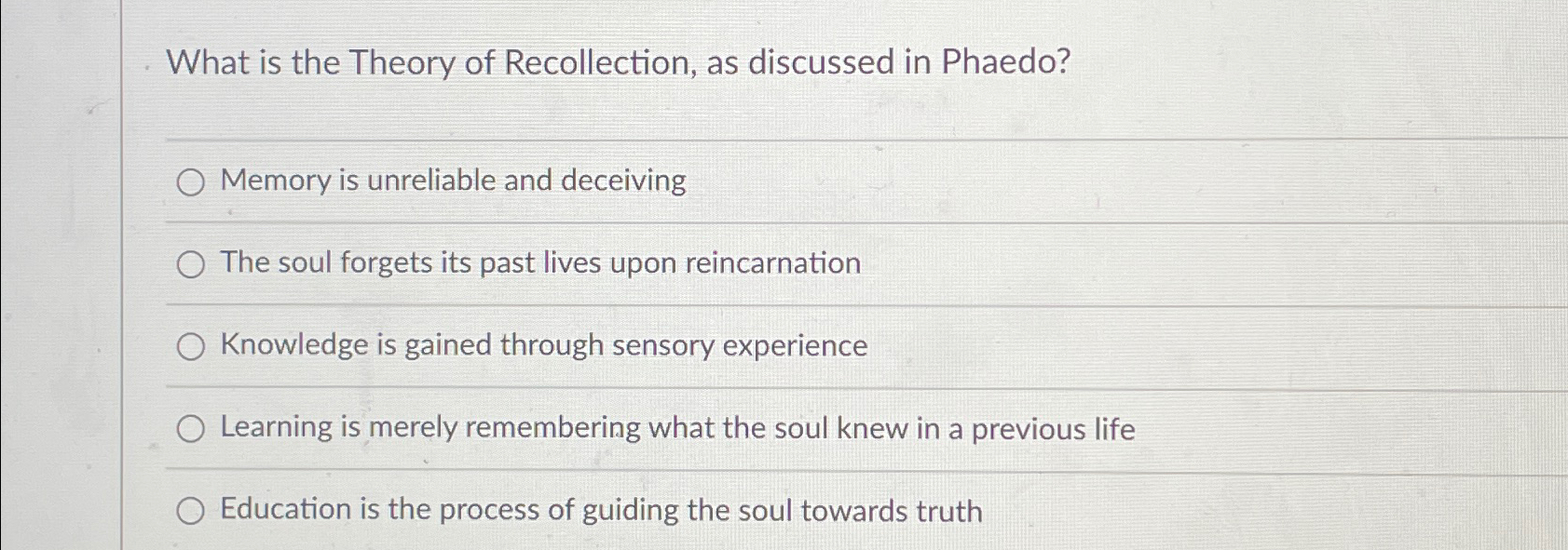 Solved What is the Theory of Recollection, as discussed in | Chegg.com