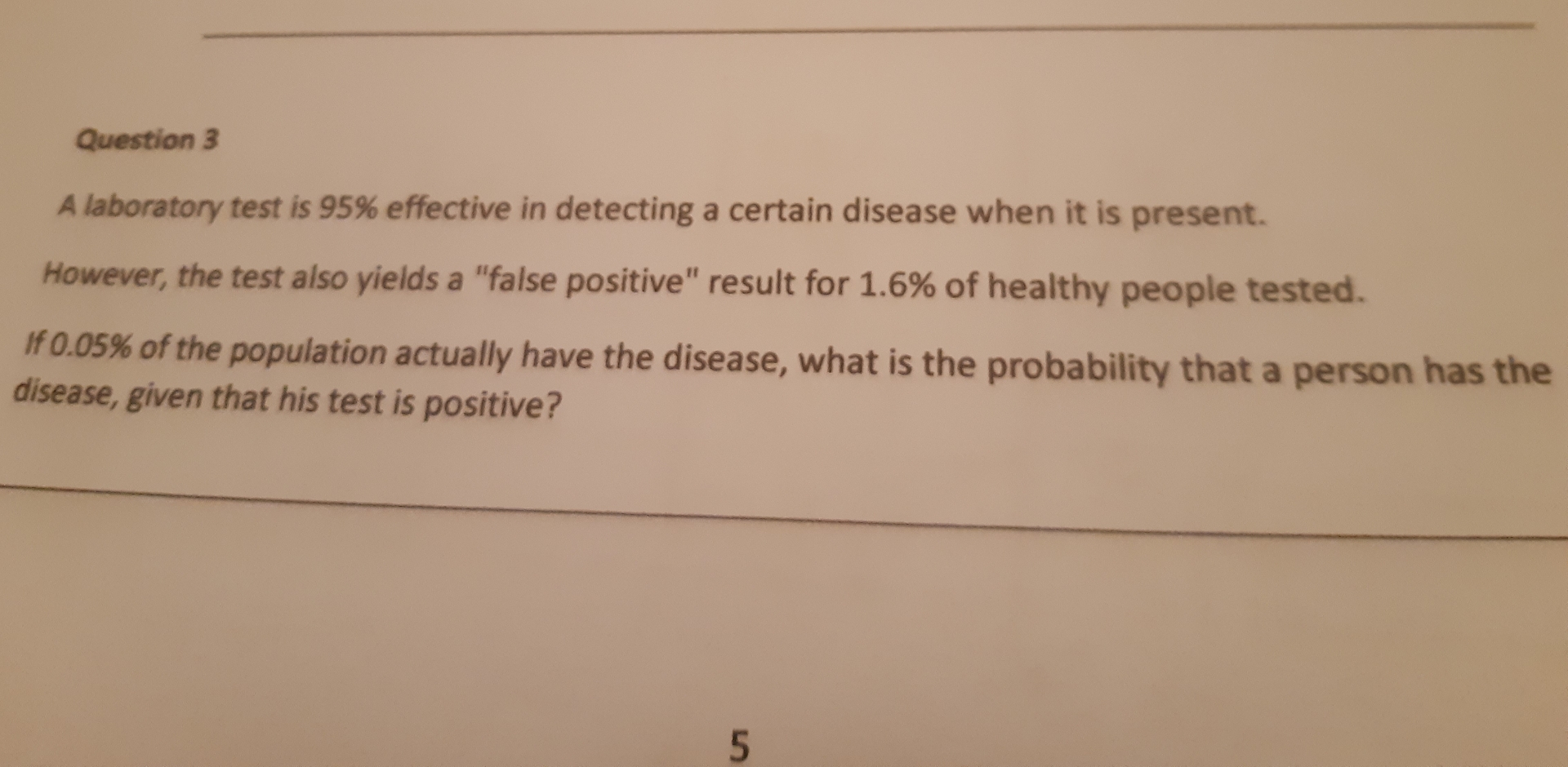 Solved Question 3A laboratory test is 95% ﻿effective in | Chegg.com