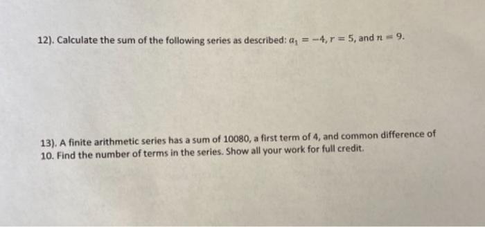 Solved 12). Calculate the sum of the following series as | Chegg.com