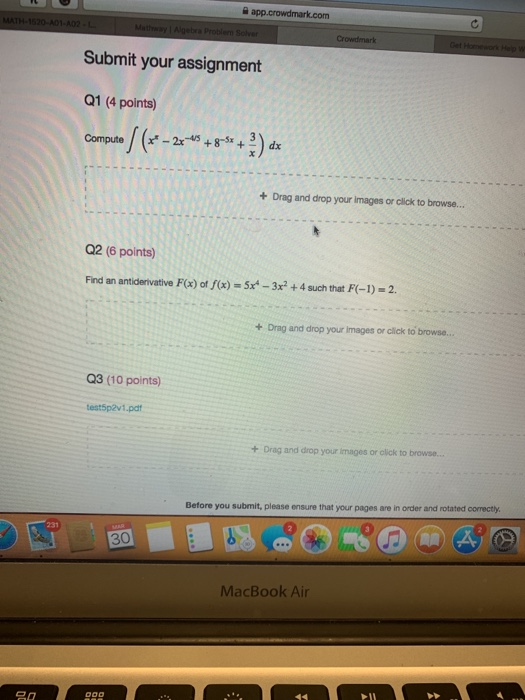 Solved app.crowdmark.com Crowdmark Submit your assignment Q1 | Chegg.com