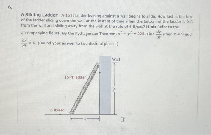 Solved A Sliding Ladder A 15ft ladder leaning against a wall | Chegg.com