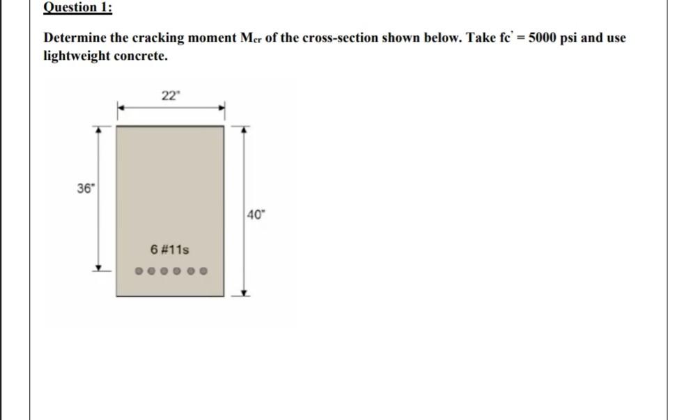 Solved Determine the cracking moment Mcr of the | Chegg.com