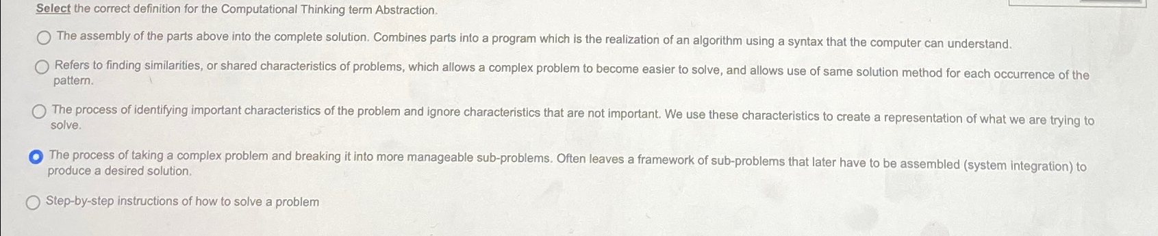 Solved Select the correct definition for the Computational | Chegg.com
