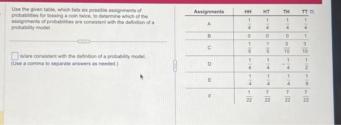 Solved Use the given table, which lists six possible | Chegg.com