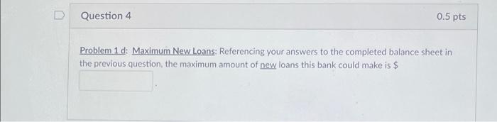 Solved Problem 1: Bank Balance Sheet Answer Questions 1-5 | Chegg.com