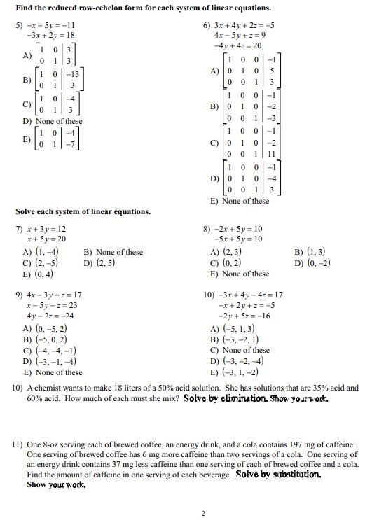 Solved Find the reduced row-echelon form for each system of | Chegg.com