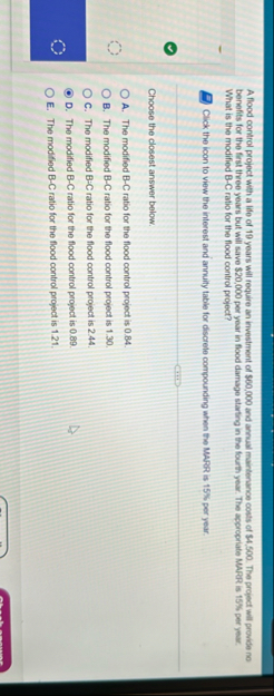 Solved A flood control project with a life of 19 ﻿years will | Chegg.com