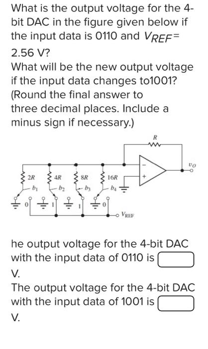 Solved What is the output voltage for the 4bit DAC in the | Chegg.com