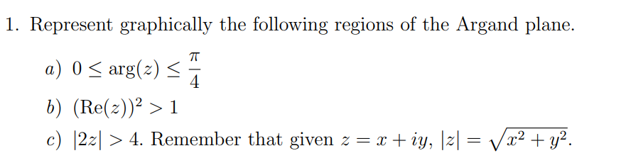 Represent graphically the following regions of ﻿the | Chegg.com