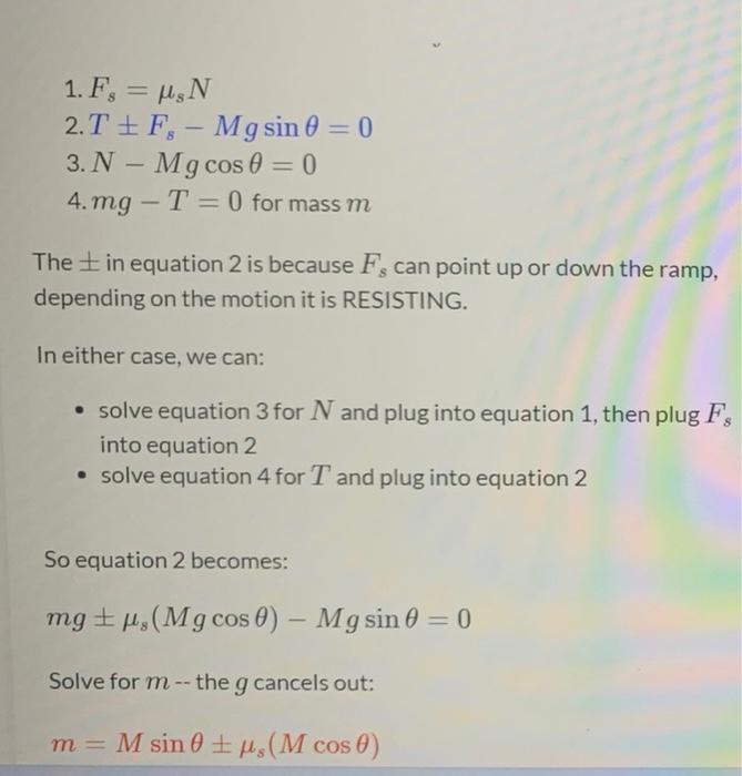 Solved 5 Ramp and Pulley with Static Friction Mass M is | Chegg.com
