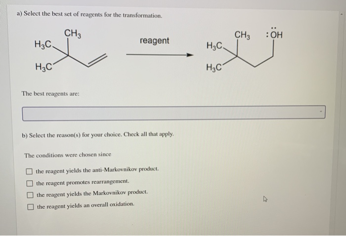 Solved a) Select the best set of reagents for the | Chegg.com