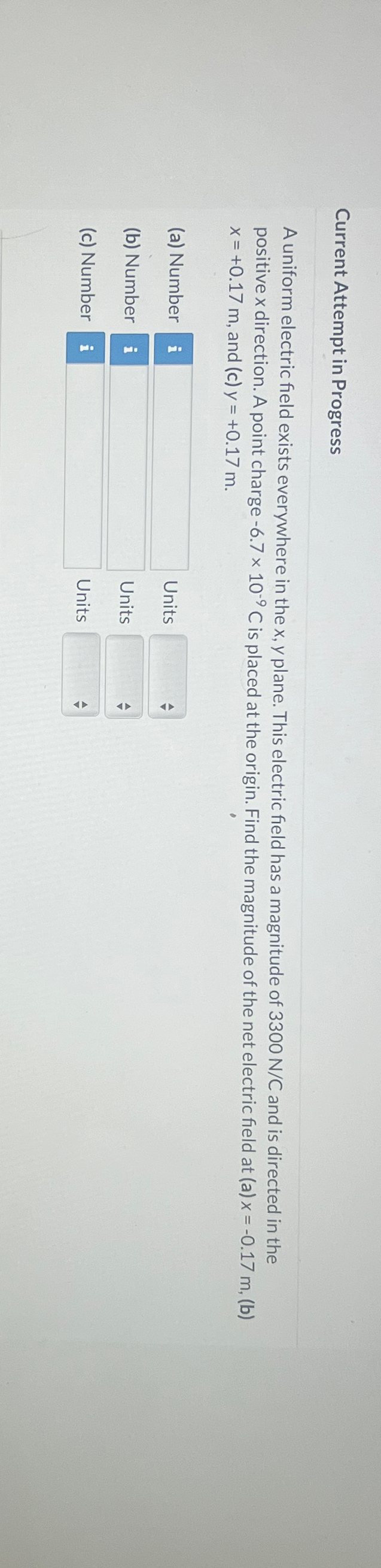 Solved Current Attempt in ProgressA uniform electric field | Chegg.com