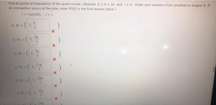Solved Find all points of intersection of the given curves. | Chegg.com