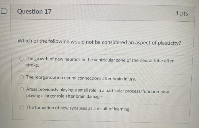 Solved Question 17 1 pts Which of the following would not be | Chegg.com