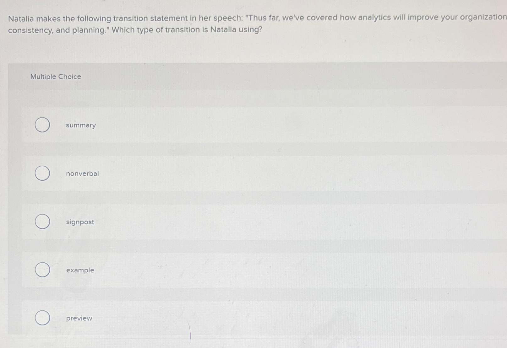 Solved Natalia makes the following transition statement in | Chegg.com