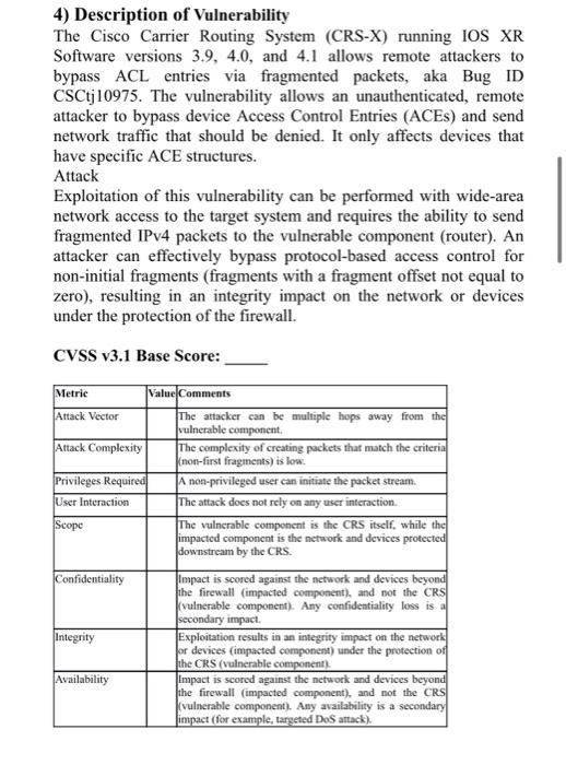 Solved 1. Read the description of the vulnerabilities and | Chegg.com