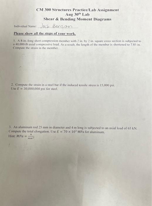 Solved CM 300 Structures Practice/Lab Assignment Aug 30th | Chegg.com