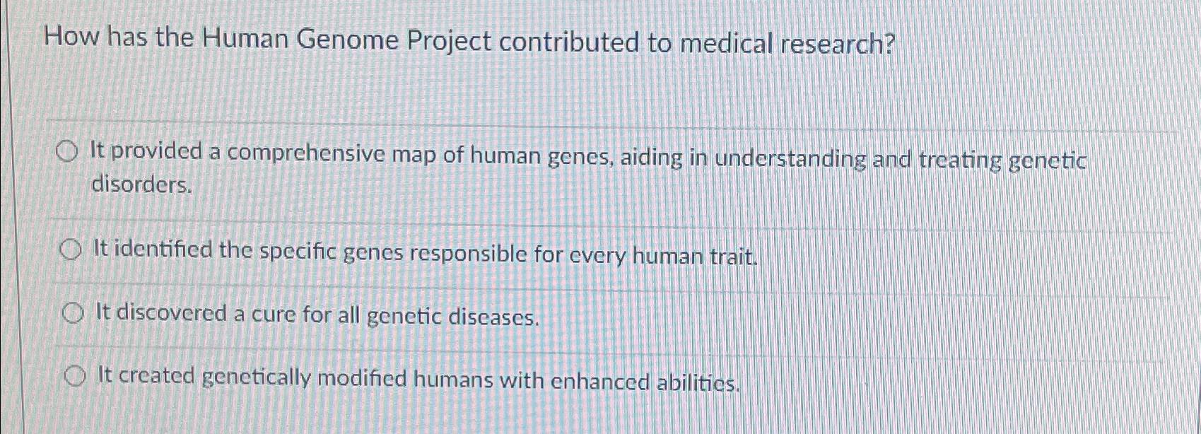 Solved How has the Human Genome Project contributed to | Chegg.com
