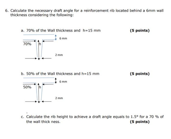 Solved 5. Calculate the necessary draft angle for a | Chegg.com