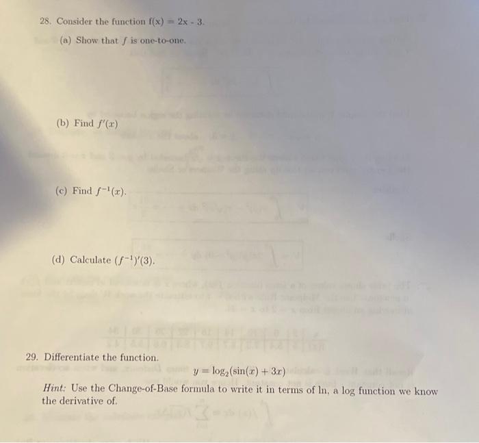 Solved 28. Consider the function f(x)=2x−3. (a) Show that f | Chegg.com