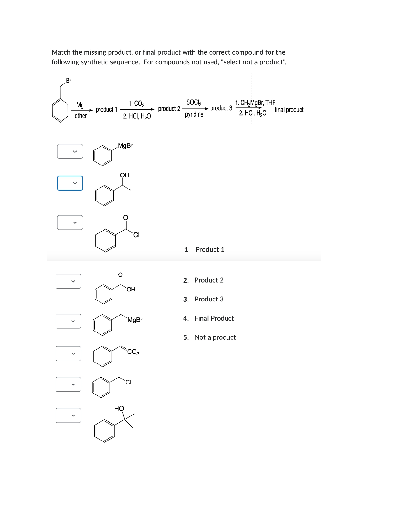 Solved Match the missing product, or final product with the | Chegg.com