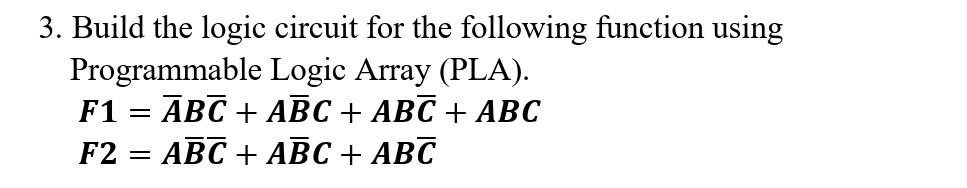 Solved 3. Build the logic circuit for the following function | Chegg.com