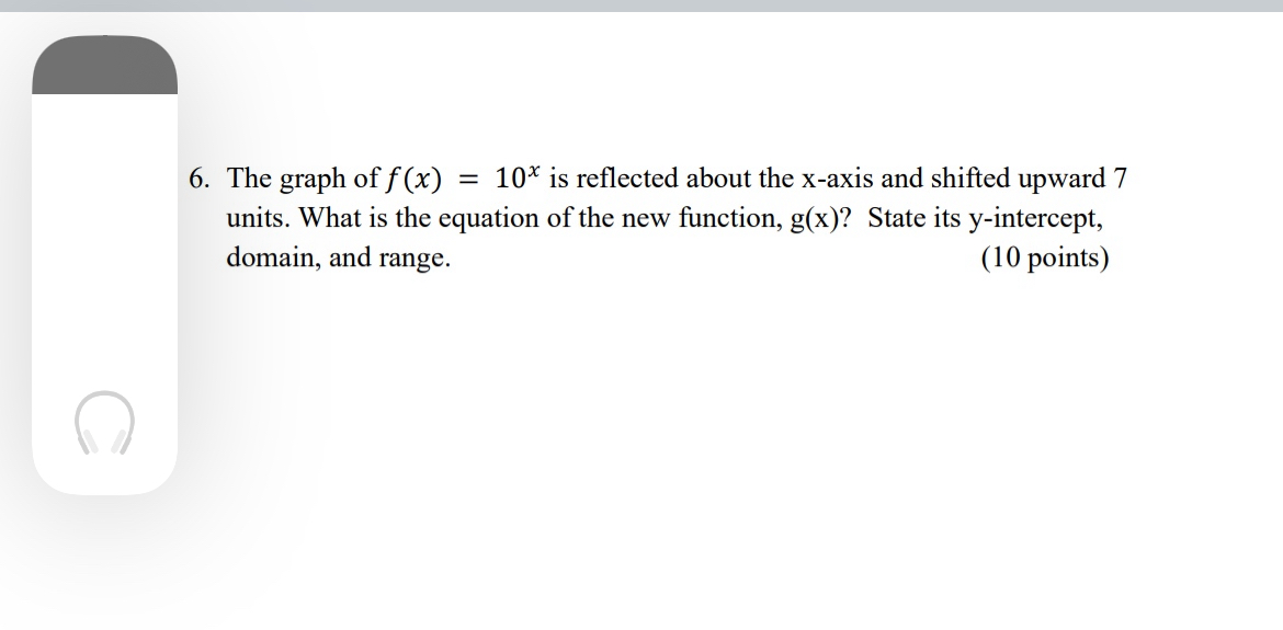 Solved The graph of f(x)=10x ﻿is reflected about the x-axis | Chegg.com