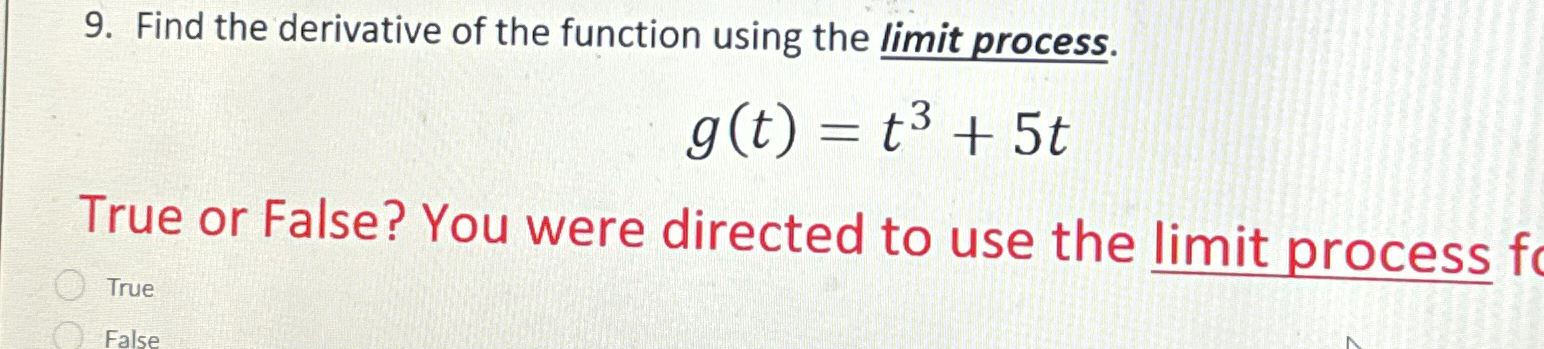 Solved Find the derivative of the function using the limit | Chegg.com