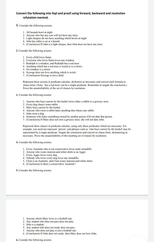 Solved Convert the following into fopl and proof using | Chegg.com