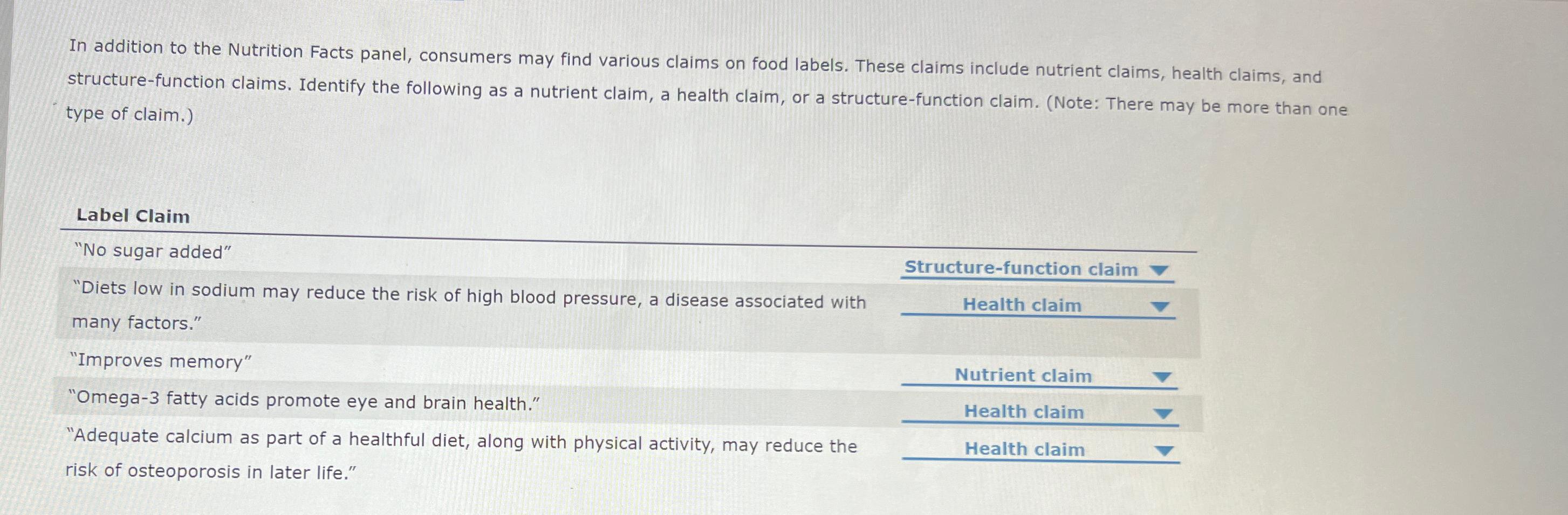 Solved In addition to the Nutrition Facts panel, consumers | Chegg.com