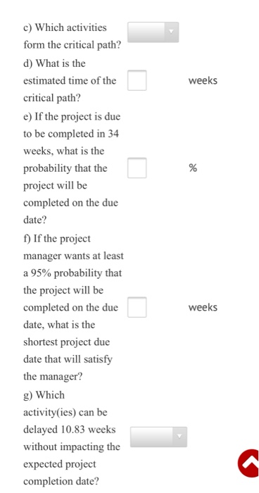 Solved A partially solved PERT problem is detailed in the | Chegg.com Solved A partially solved PERT problem is detailed in the | Chegg.com