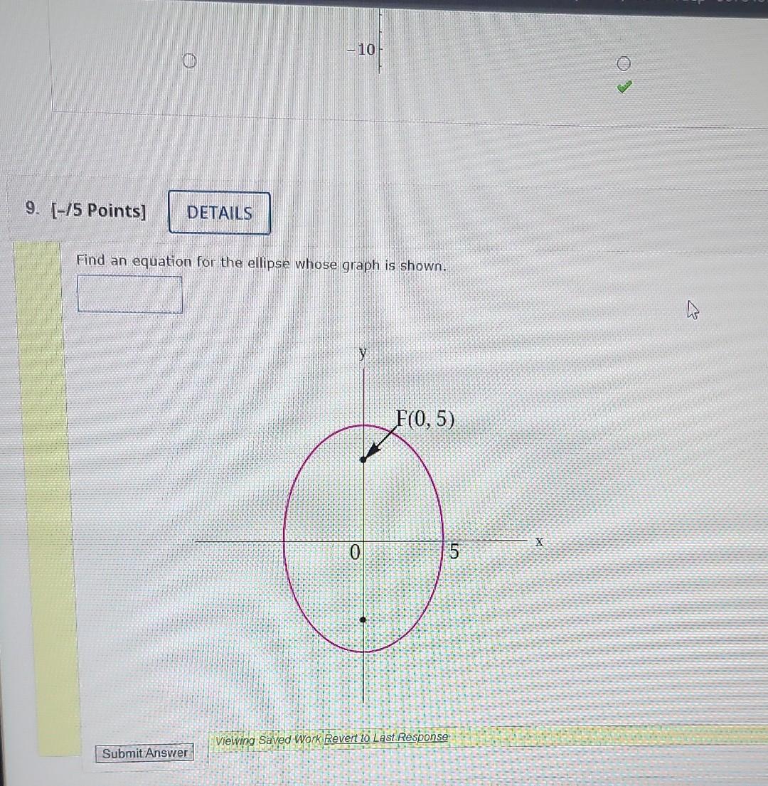 Solved Find an equation for the ellipse whose graph is | Chegg.com
