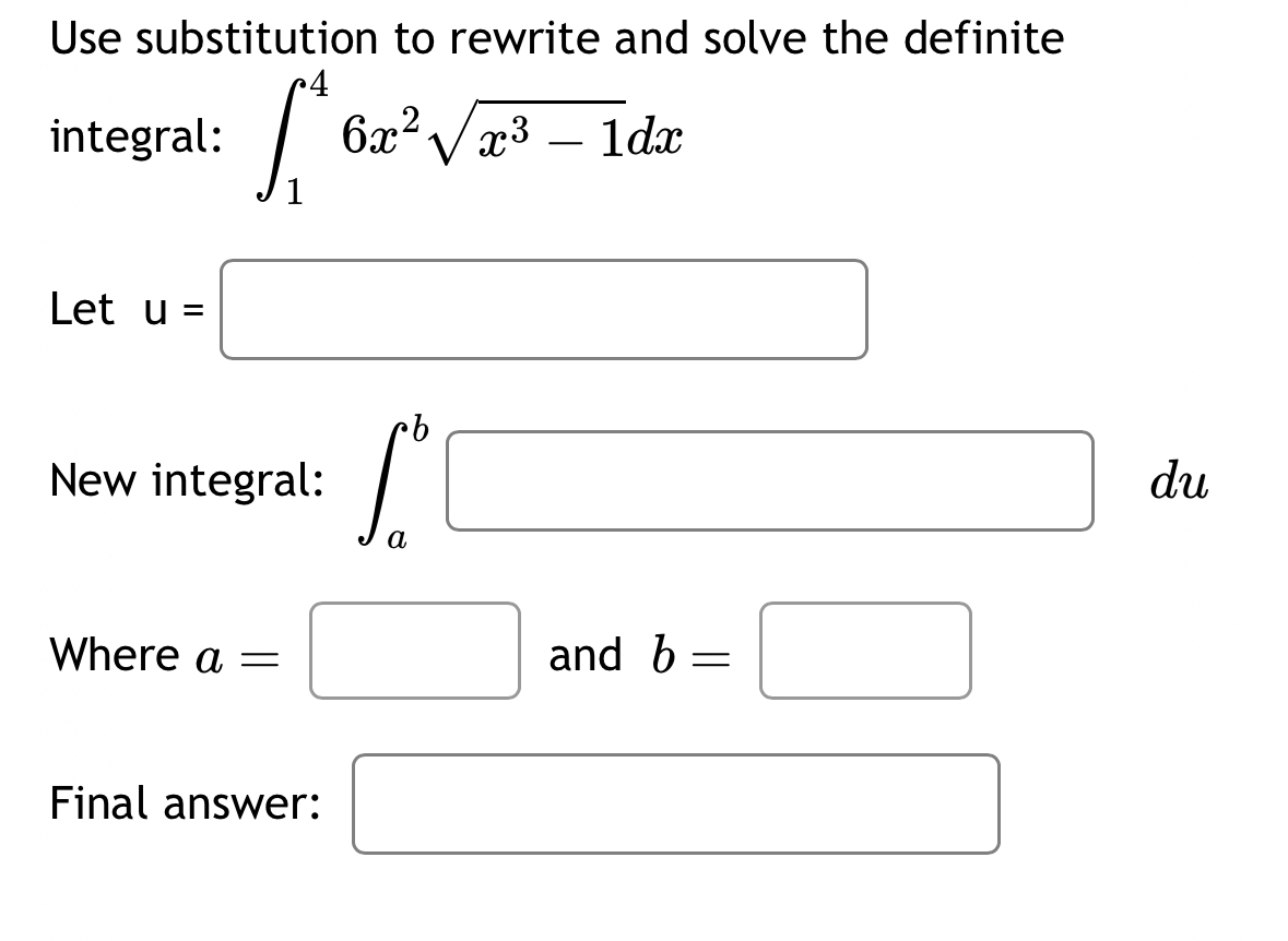 Solved Use substitution to rewrite and solve the definite | Chegg.com