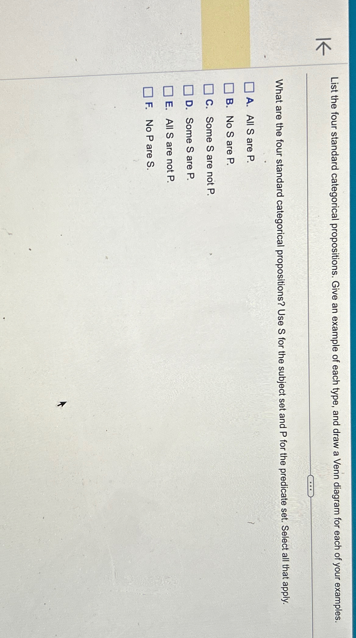 Solved List the four standard categorical propositions. Give | Chegg.com